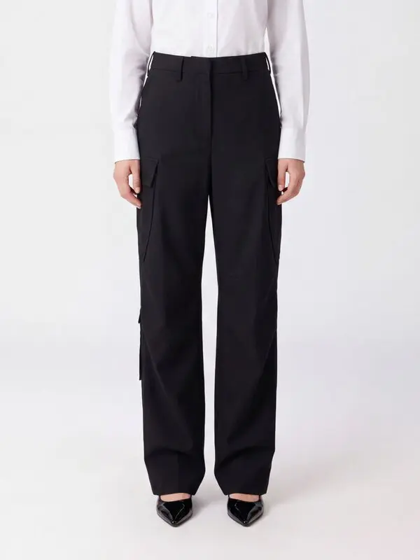 Stella McCartney High-waisted Straight Leg Wool Cargo Trousers With Back Pockets