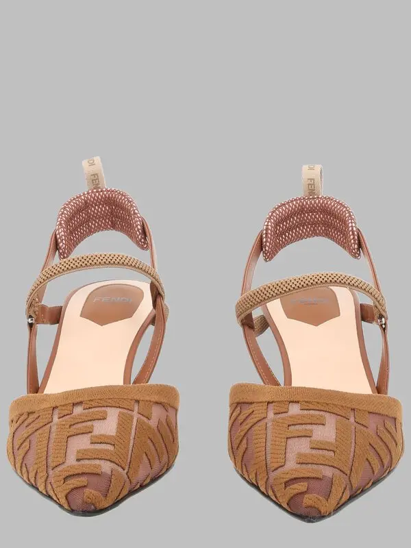 Fendi Slingback "colibrì Lite" Con Tacco Medio - Beige