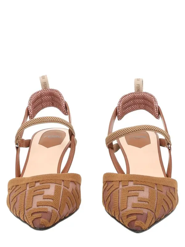 Fendi Slingback "colibrì Lite" Con Tacco Medio - Beige