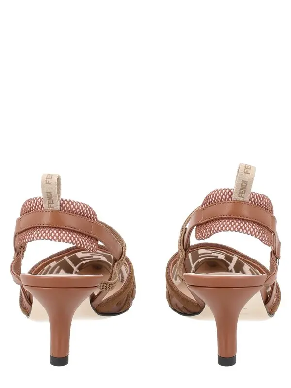 Fendi Slingback "colibrì Lite" Con Tacco Medio - Beige