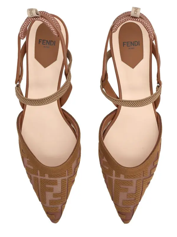 Fendi Slingback "colibrì Lite" Con Tacco Medio - Beige