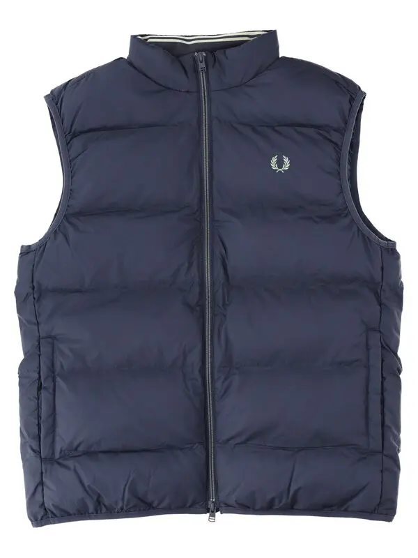 Fred Perry Gilet Trapuntato Con Logo - Blue