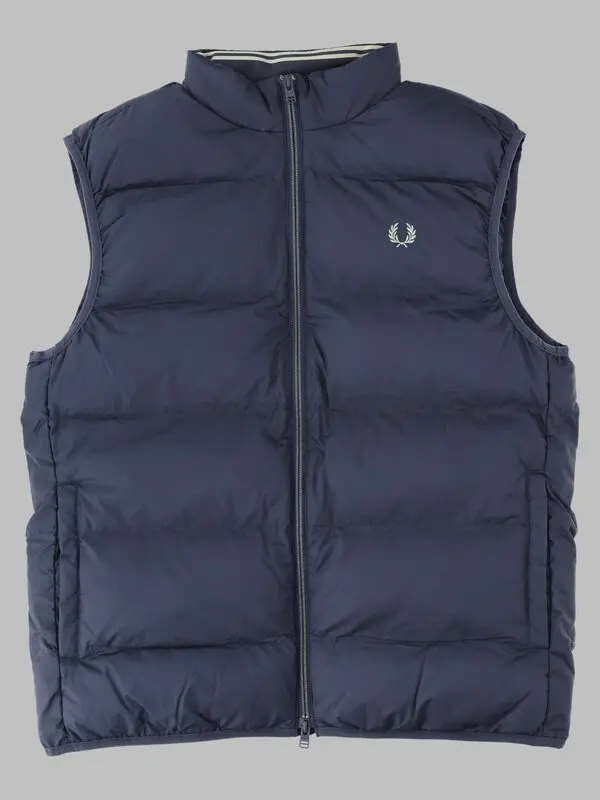 Fred Perry Gilet Trapuntato Con Logo - Blue