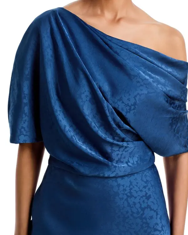 Amsale Draped Asymmetric Neck Gown