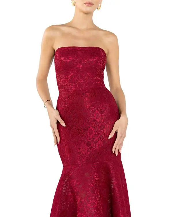 Black Halo Kristy Lace Strapless Gown