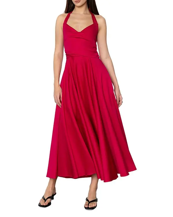 Black Halo Noelle Cotton Stretch Halter Dress