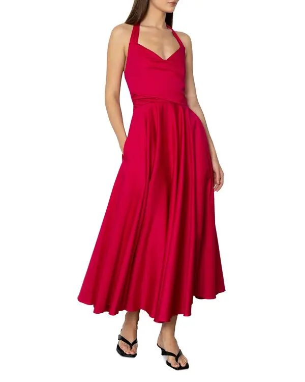 Black Halo Noelle Cotton Stretch Halter Dress
