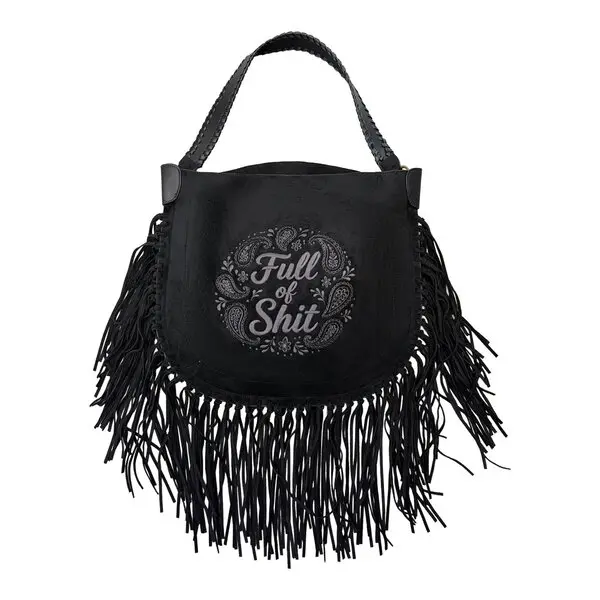 LILLY LOVES Full Of Shit Paisley Tassel Handbag - Black