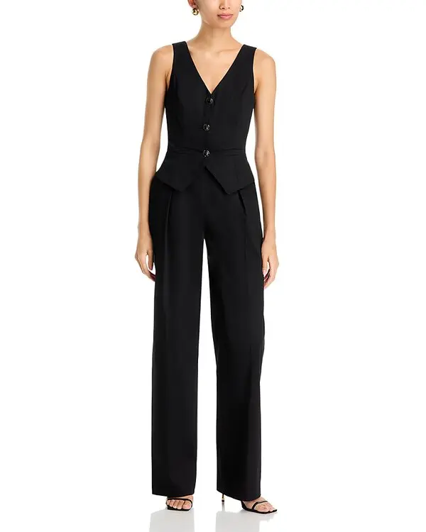 Black Halo Matias Vest Bodice Sleeveless Jumpsuit - Black