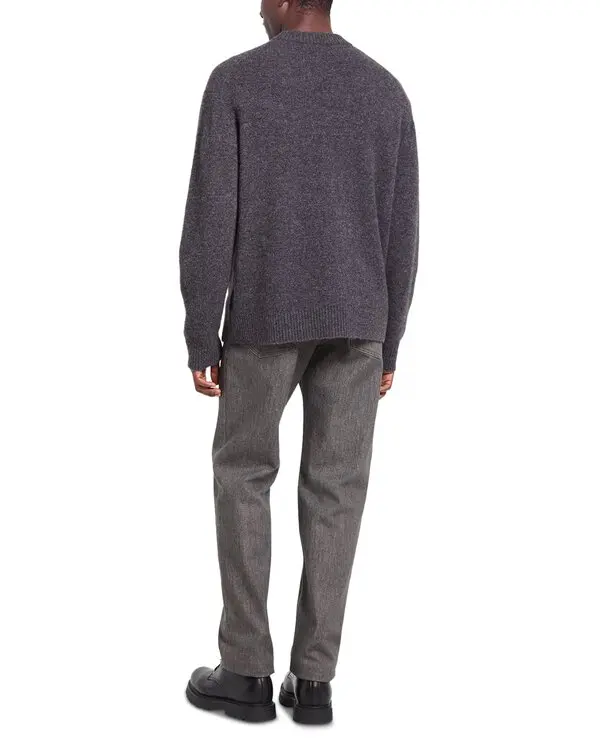 Theory Relaxed Wool Blend Crewneck Sweater - Charcoal Melange