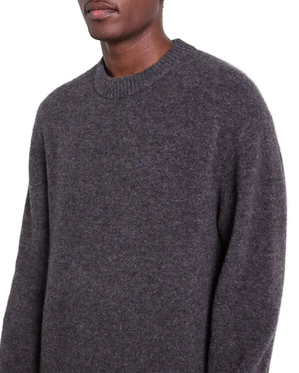 Theory Relaxed Wool Blend Crewneck Sweater - Charcoal Melange