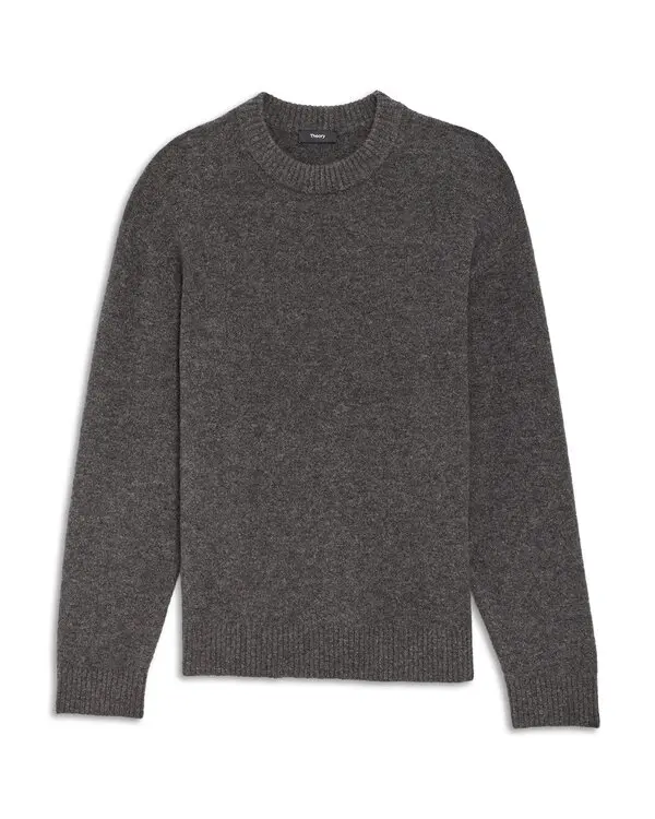 Theory Relaxed Wool Blend Crewneck Sweater - Charcoal Melange