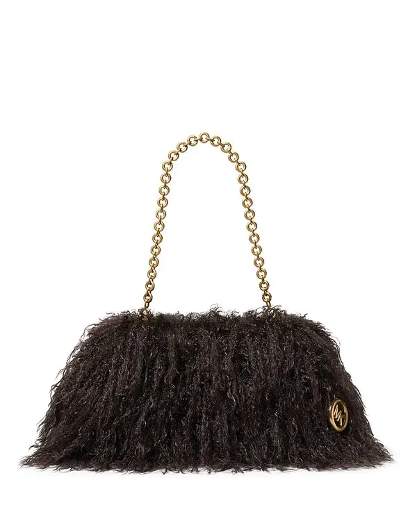 Michael Kors Goldie Cloud Faux Fur Frame Clutch - Chocolate