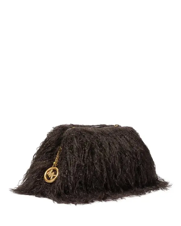 Michael Kors Goldie Cloud Faux Fur Frame Clutch - Chocolate