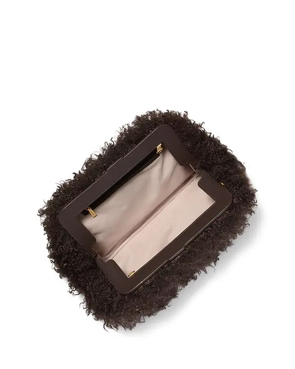 Michael Kors Goldie Cloud Faux Fur Frame Clutch - Chocolate