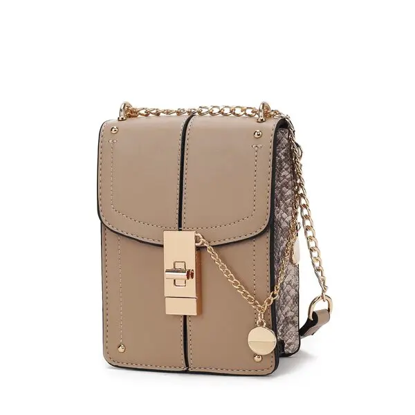 MKF COLLECTION BY MIA K. Neutrals Iona Crossbody Bag Taupe - Black/yellow