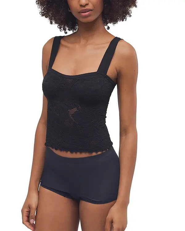 Free People Heirloom Lace Square Neck Camisole - Black