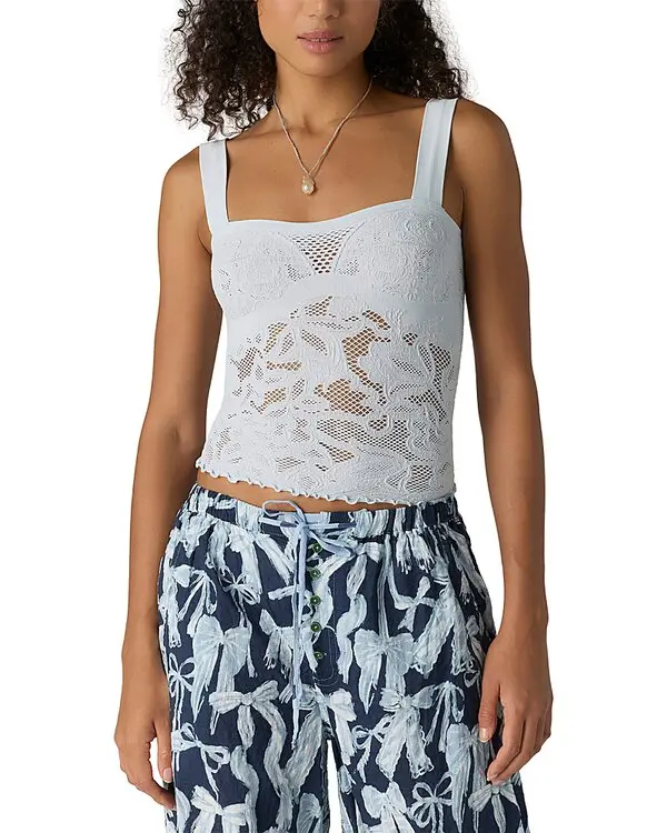 Free People Heirloom Lace Square Neck Camisole - Ice Skating