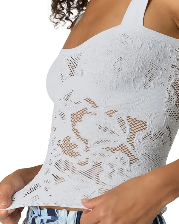 Free People Heirloom Lace Square Neck Camisole - Ice Skating