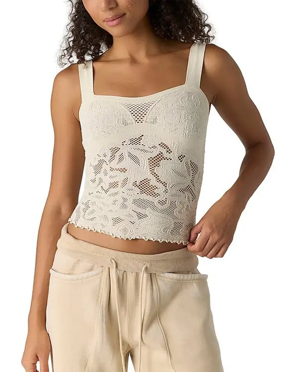 Free People Heirloom Lace Square Neck Camisole - Tofu