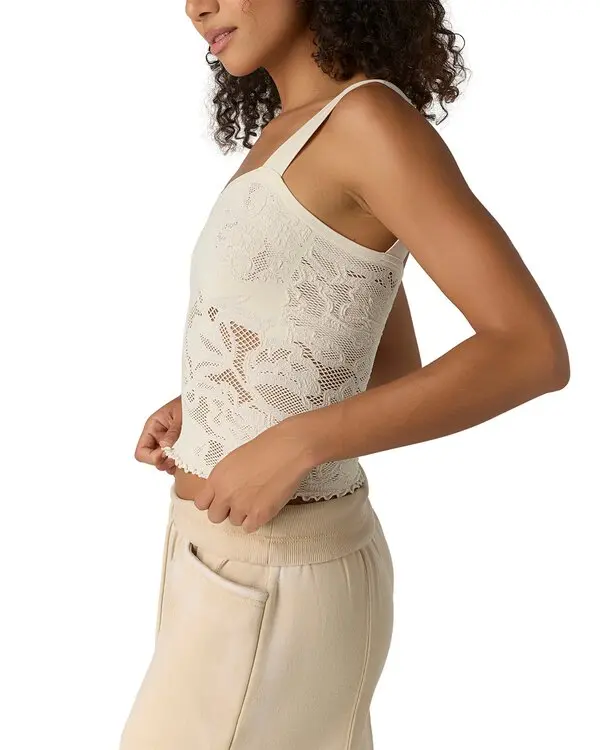 Free People Heirloom Lace Square Neck Camisole - Tofu