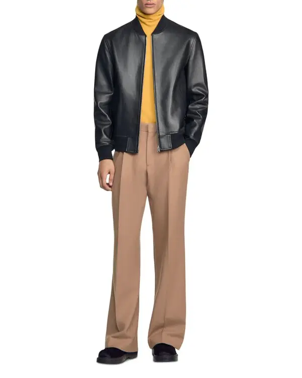 Sandro New Monaco Leather Bomber Jacket