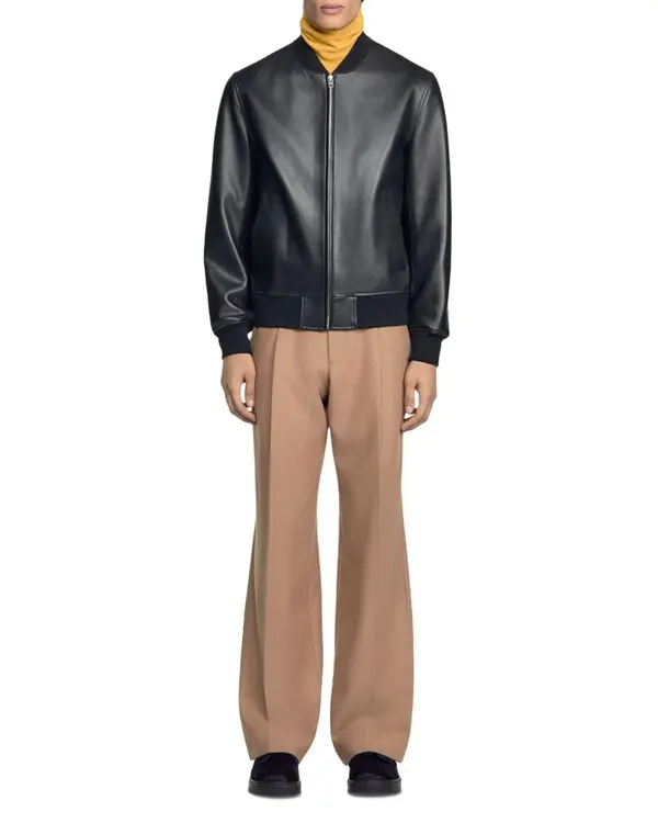 Sandro New Monaco Leather Bomber Jacket