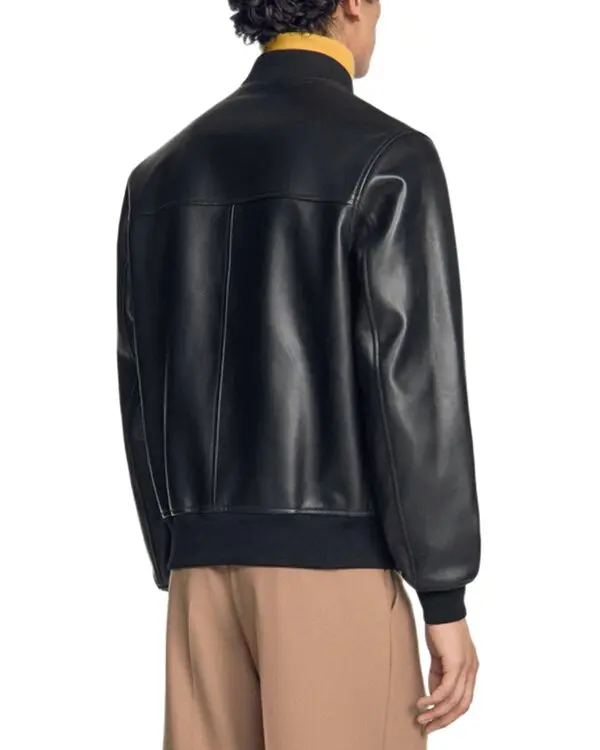 Sandro New Monaco Leather Bomber Jacket
