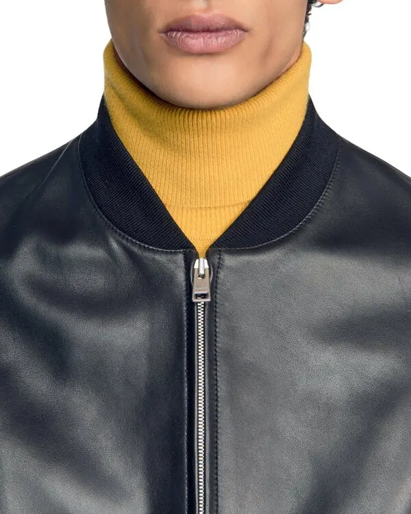 Sandro New Monaco Leather Bomber Jacket