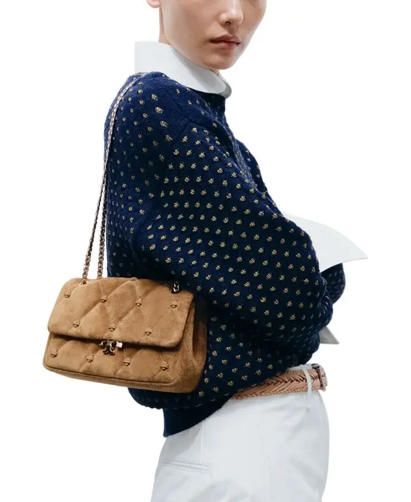 Tory Burch Bunny Knot Small Suede Shoulder Bag