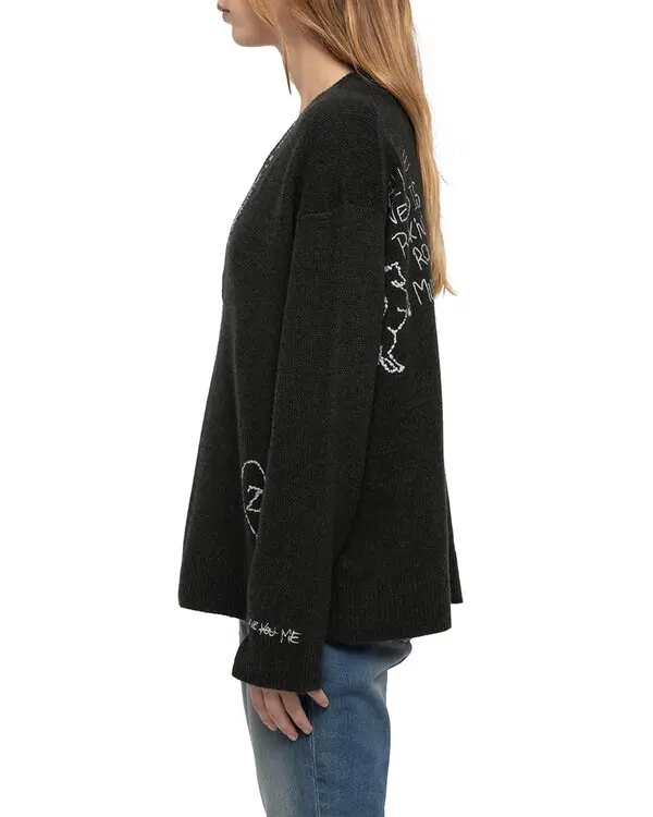 Zadig&Voltaire Mikyz Cashmere Embroidered V Neck Sweater