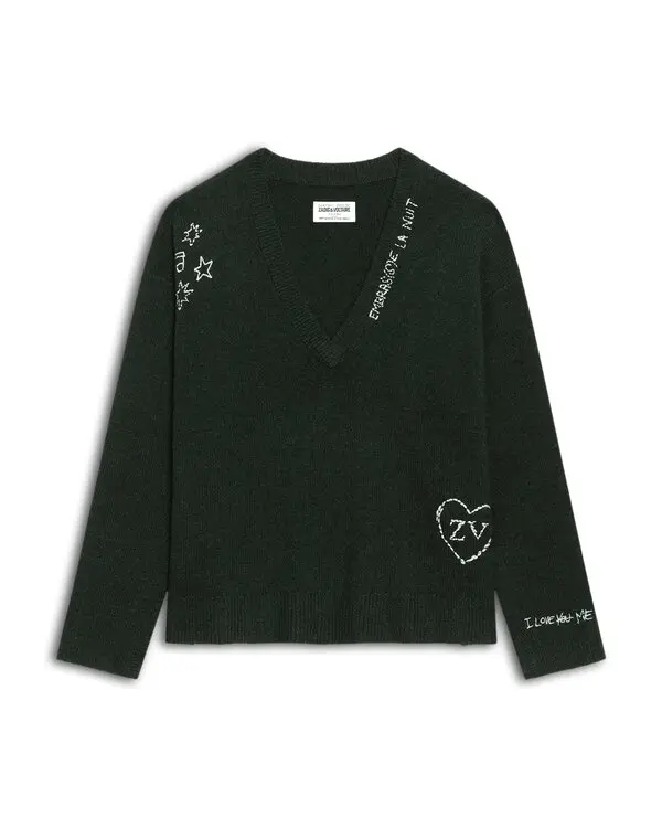 Zadig&Voltaire Mikyz Cashmere Embroidered V Neck Sweater