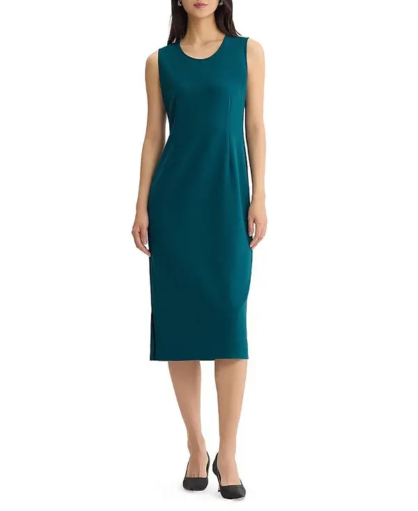 Ming Wang Stretch Deco Crepe Sheath Midi Dress - Deep Teal