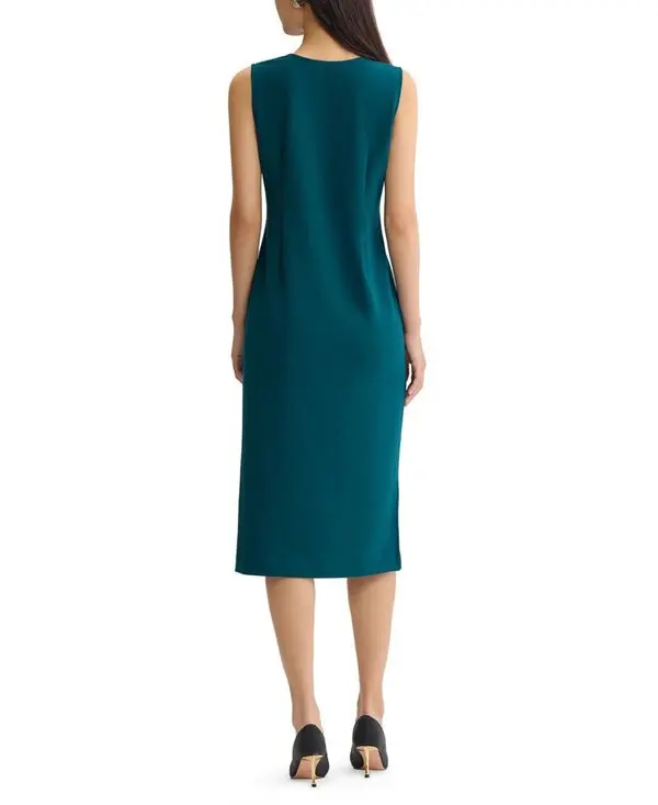Ming Wang Stretch Deco Crepe Sheath Midi Dress - Deep Teal