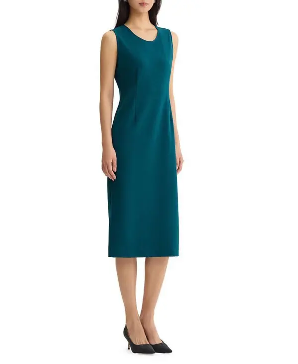 Ming Wang Stretch Deco Crepe Sheath Midi Dress - Deep Teal