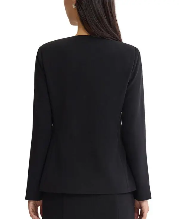 Ming Wang Stretch Deco Crepe Drape Front Jacket - Black