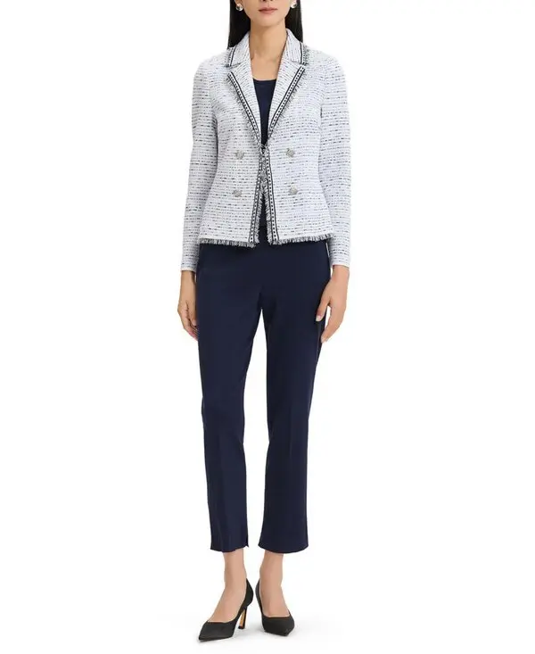 Ming Wang Plus Eyelash Trim Lapel Collar Knit Jacket