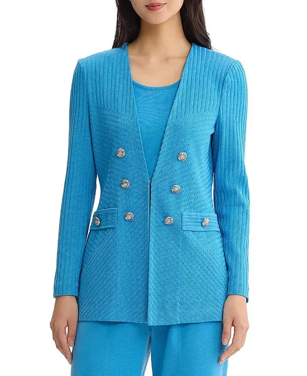 Ming Wang Plus Textural Tonal Knit Jacket