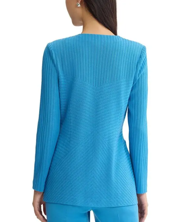 Ming Wang Plus Textural Tonal Knit Jacket