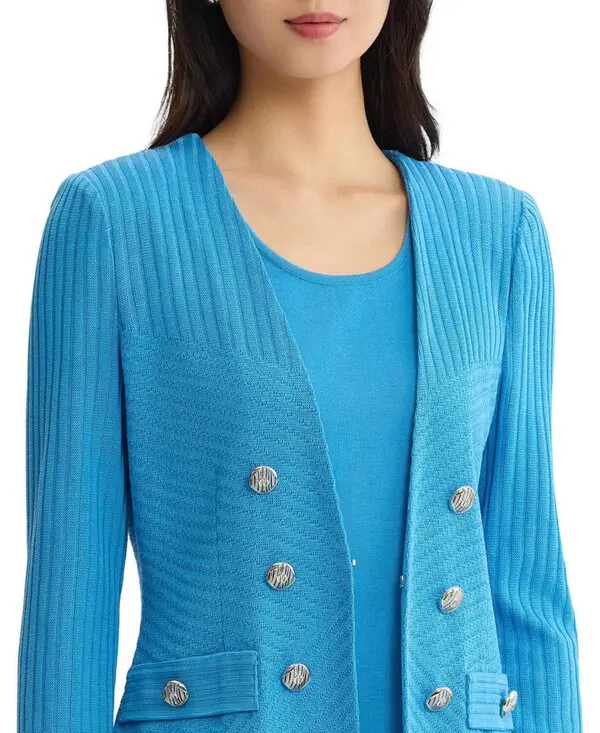 Ming Wang Plus Textural Tonal Knit Jacket
