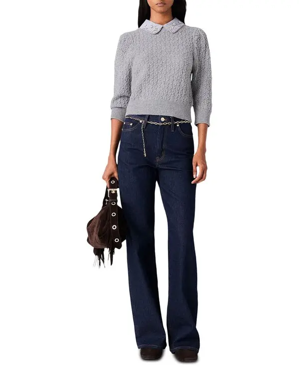 Maje Miniossa Wool Cable Knit Sweater