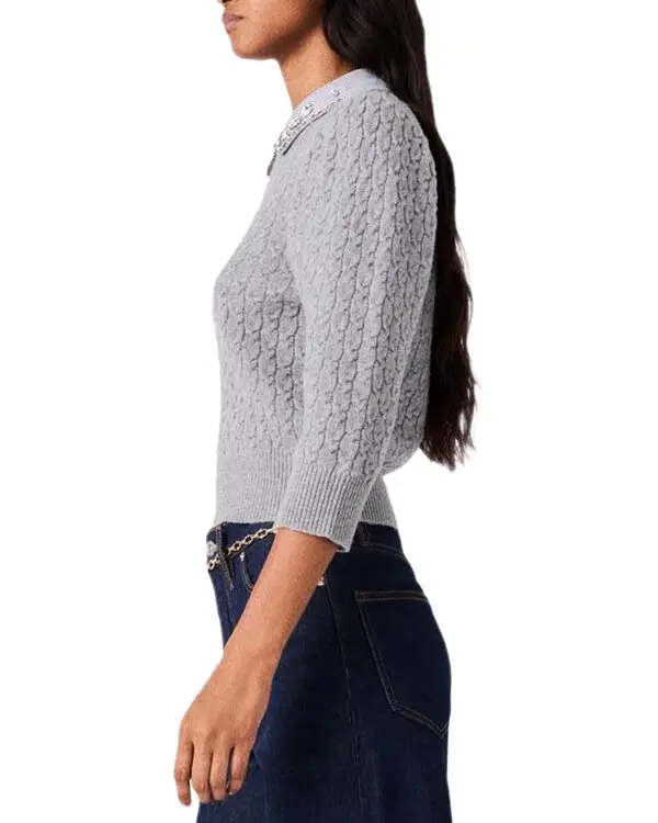 Maje Miniossa Wool Cable Knit Sweater