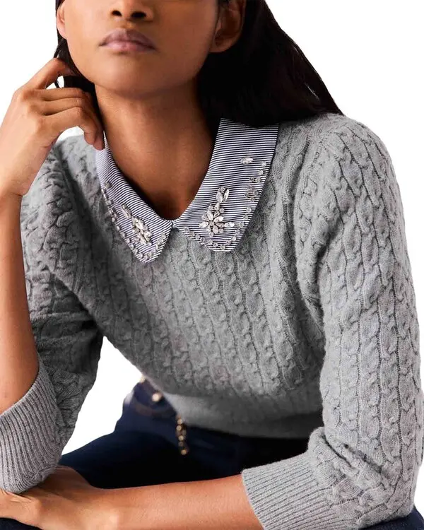 Maje Miniossa Wool Cable Knit Sweater