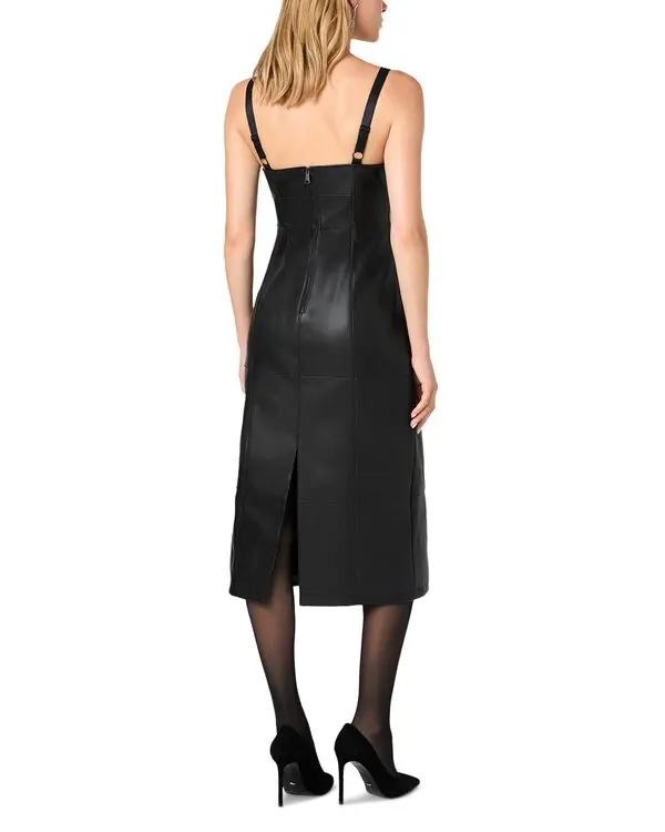 French Connection Dessa Faux Leather V Neck Dress