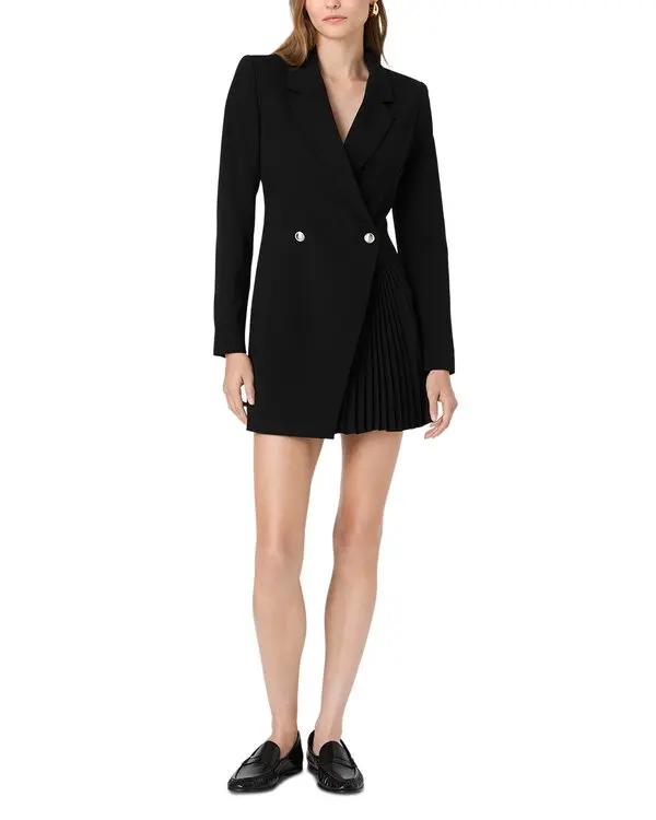 French Connection Azra Twill Pleated Tuxedo Dress