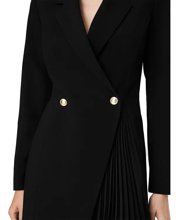French Connection Azra Twill Pleated Tuxedo Dress