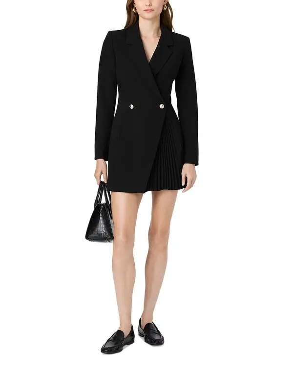 French Connection Azra Twill Pleated Tuxedo Dress