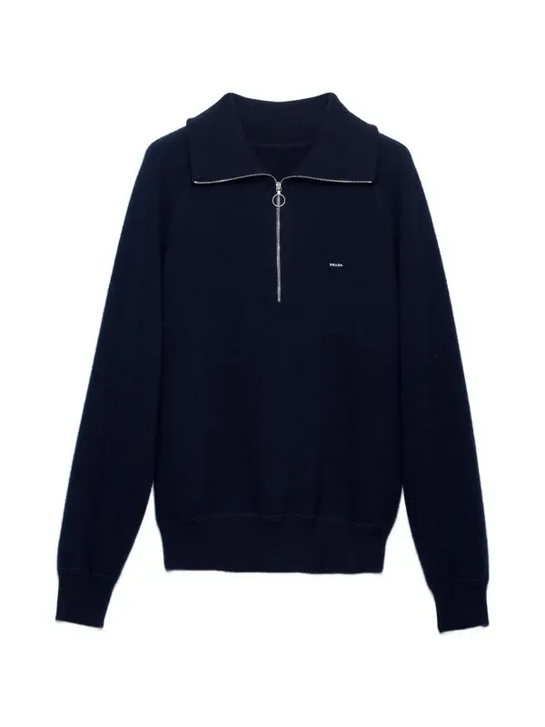 Prada Half-zip Mock Neck Knit Sweater