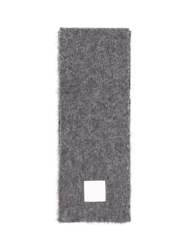 AMI Paris Logo-embroidered Scarf - Carbon Grey