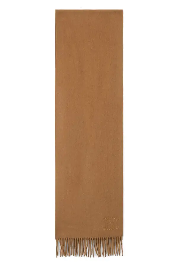Max Mara Cashmere Scarf With Fringed Edges - Camel